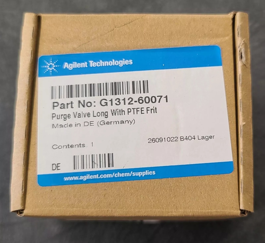 Agilent Purge Valve long with PTFE frit, 600bar | LabMart Limited